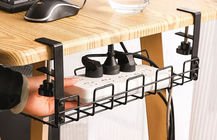 No Drilling Extendable Under Desk Cable Management Metal Tray With ...