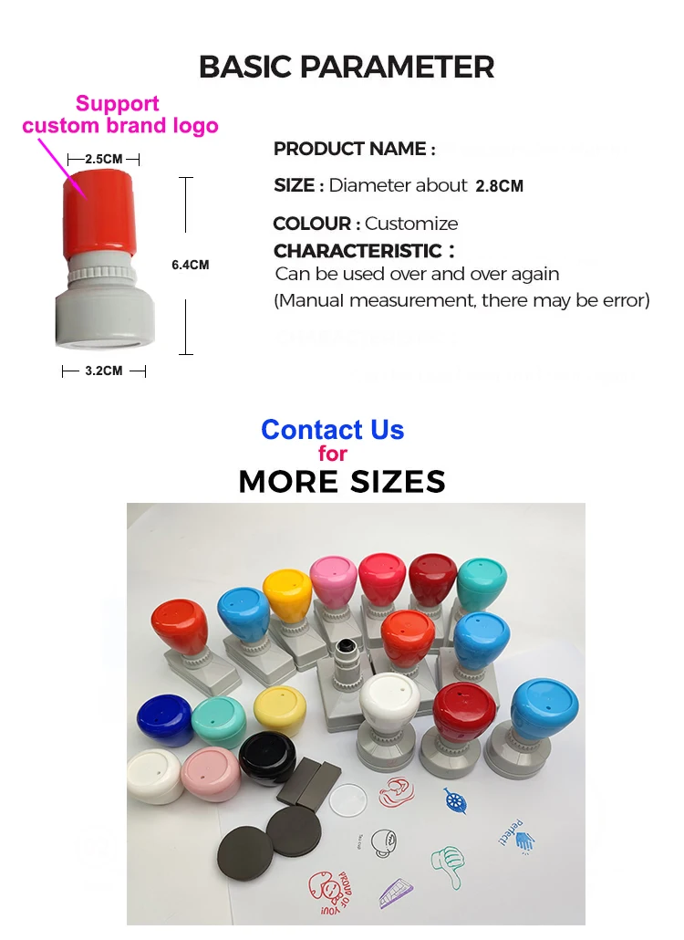 Custom Patterns Round Teacher Reward Self Inking Flash Stamp Holder Kid ...