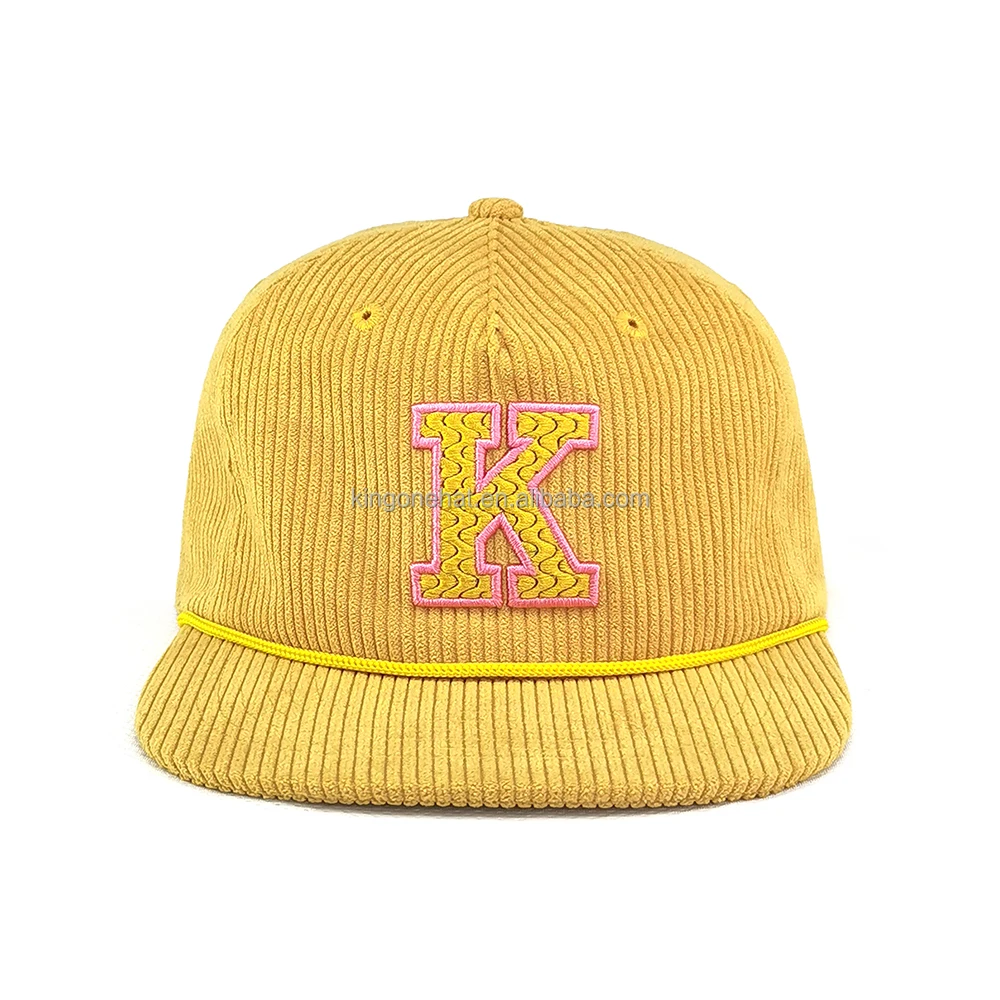 Custom 3d Embroidered Vintage Snap Back Cap 5 Panel With String ...