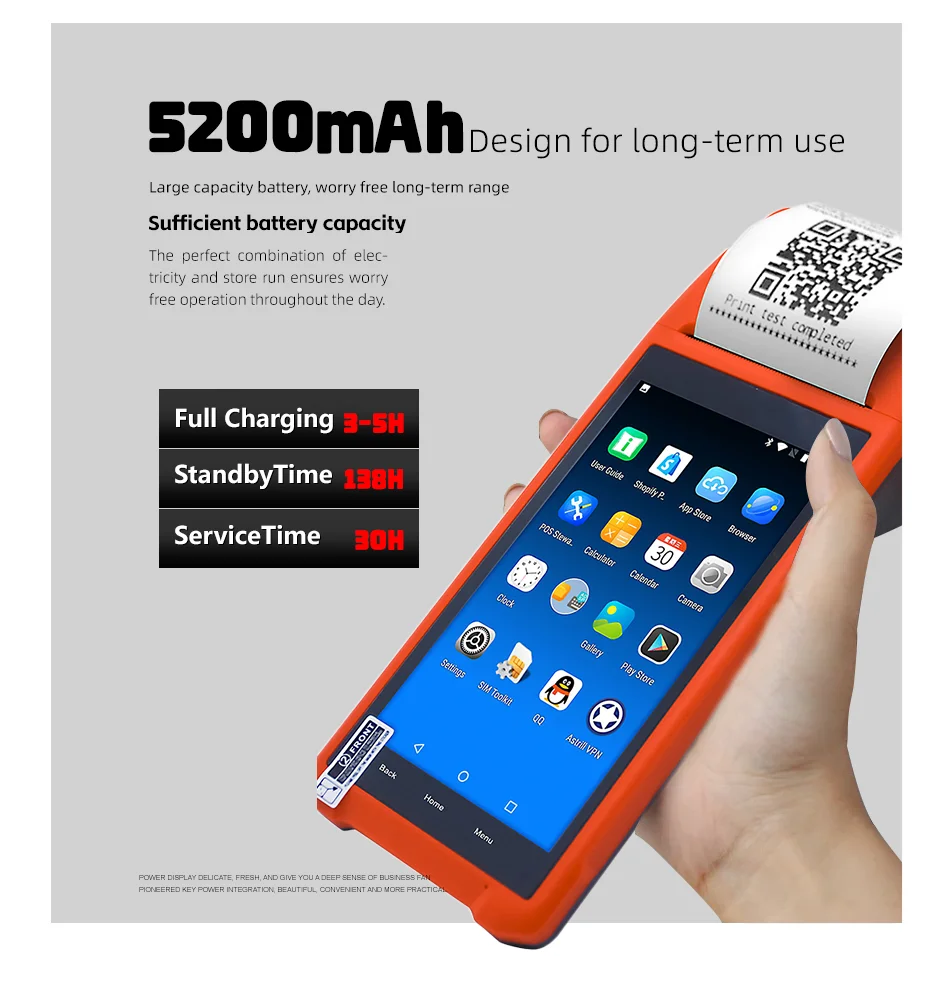 Q3 Android 3g/4g Hand Bill Machine Terminal Cash Register Nfc Handheld ...