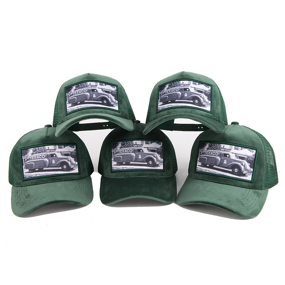 Custom High Quality Velvet Trucker Cap - 5 Panels Applique