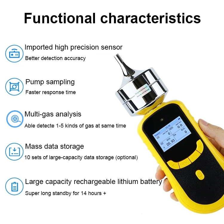 Customized Gas Detector Handheld Lel Co H2s O2 4 In1 Gas Detector Flow Analyzer - Buy Carbon ...