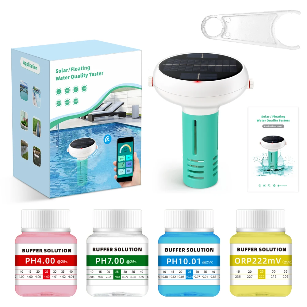 Wifi 7-in-1 Floating Waterproof Chlorometer With Smart Hub Salt/ec/tds ...