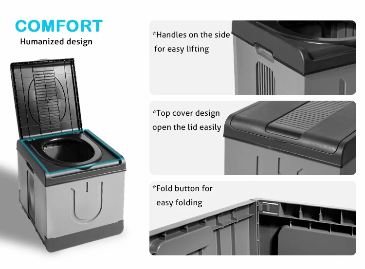 Sanitary Plastic Car Foldable Toilet for Outdoor Camping