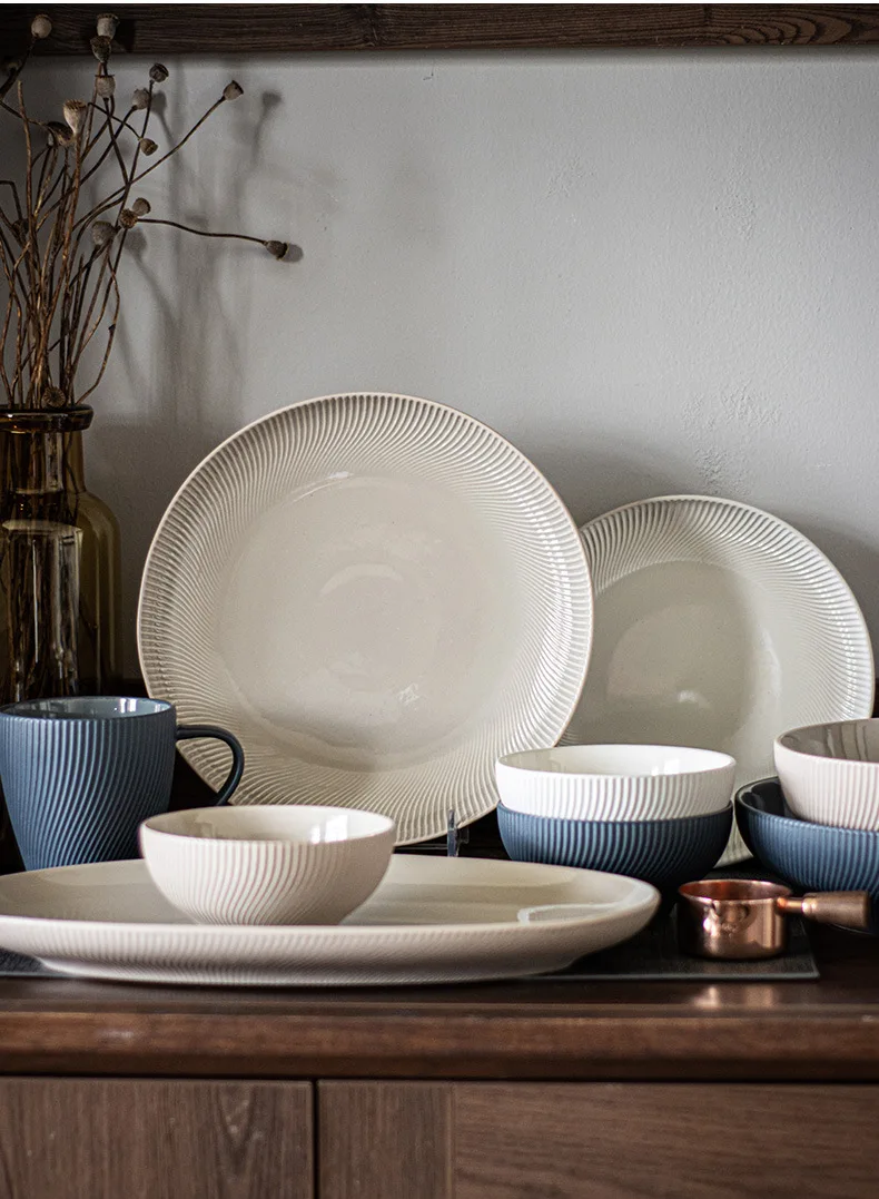 High-grade Beige/tableware Set Modern Simple Ceramic Bowl Plates Sets ...