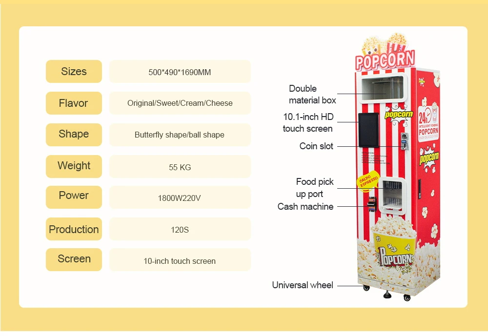 Commercial Popcorn Vending Machine Coin Operated Full Automatic Salty ...