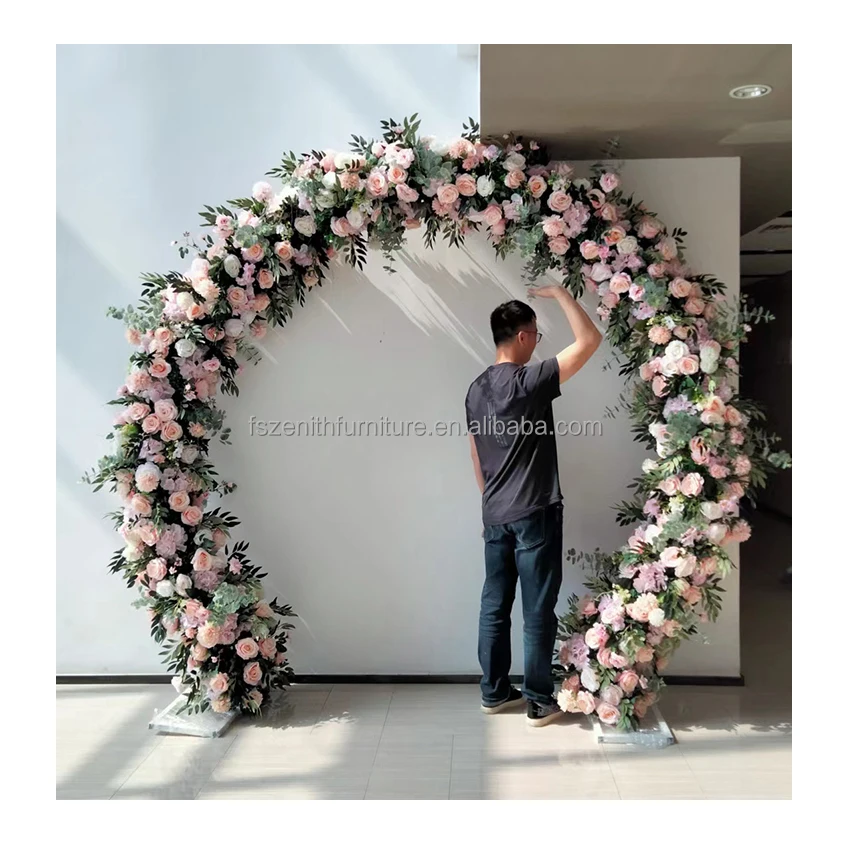 Wholesales Props Decoration Red Heart Rose Floral Arch Artificial Silk ...