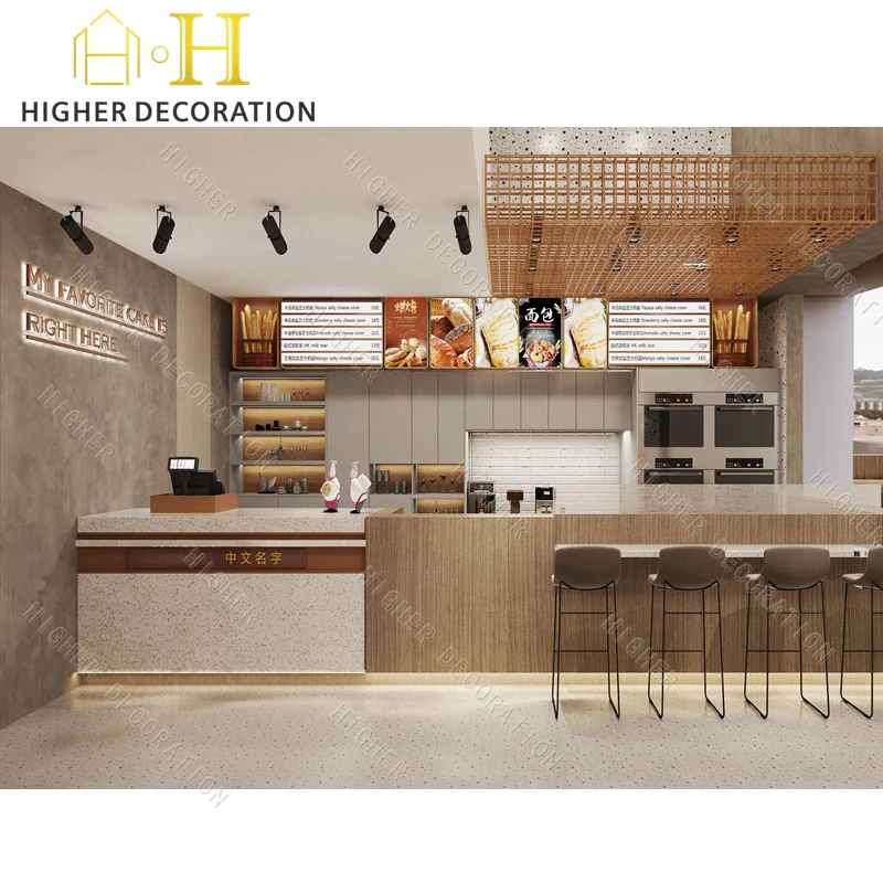 Modern Coffee Shop Bar Counter Design Custom Durable Coffee Shop ...