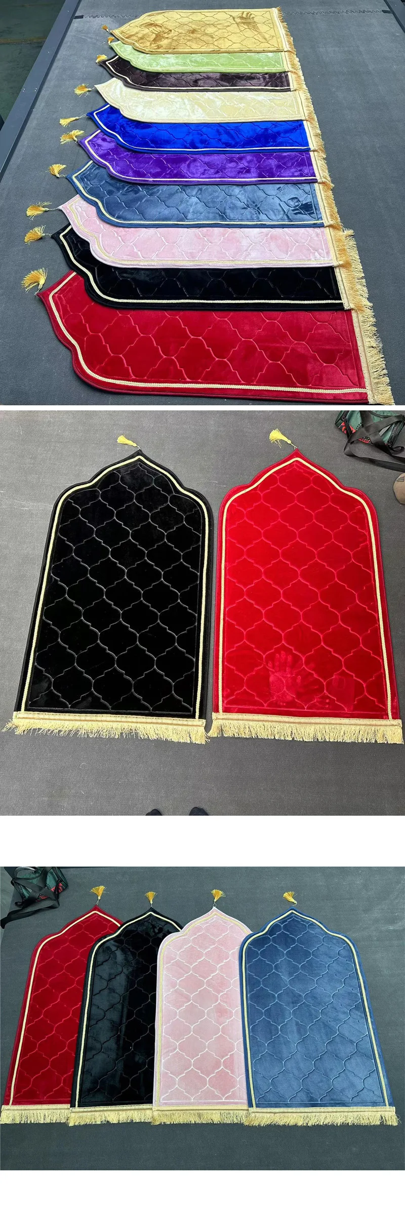 Embossed Prayer Mat With Thick Flannel: Solid Color And Tassel Details ...