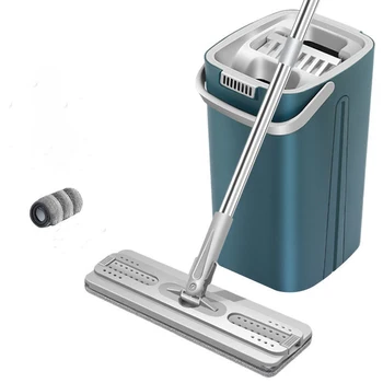 Mop And Bucket With Self Wringer Set Upgraded Square Microfiber ...