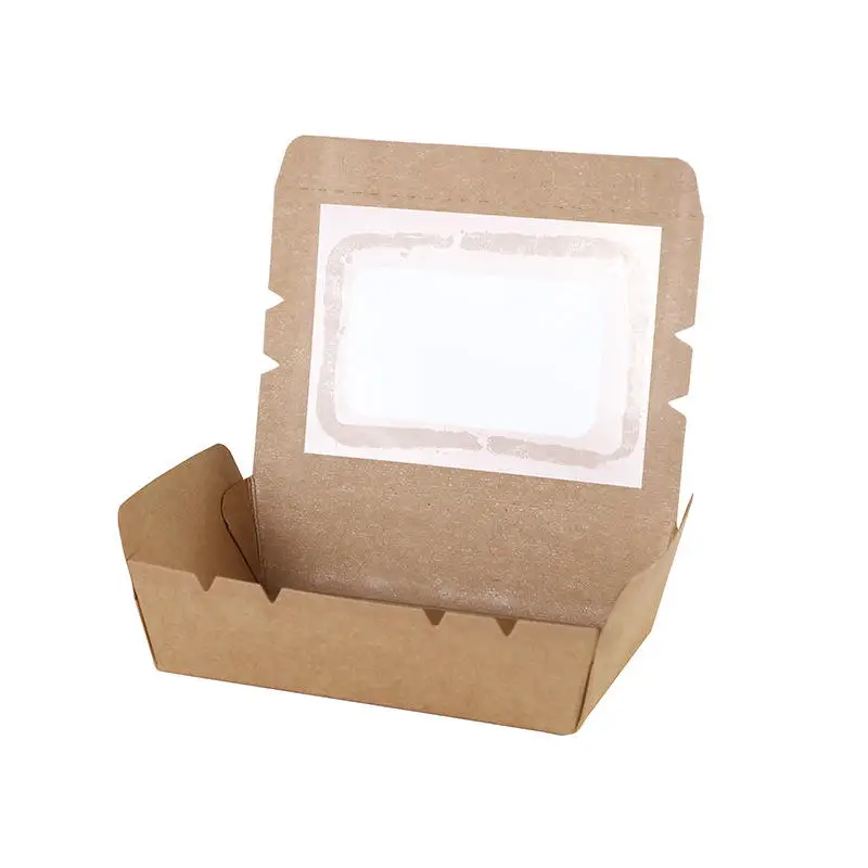 Kraft Paper Fast Food Packaging Box Disposable Kraft Paper Food Lunch ...