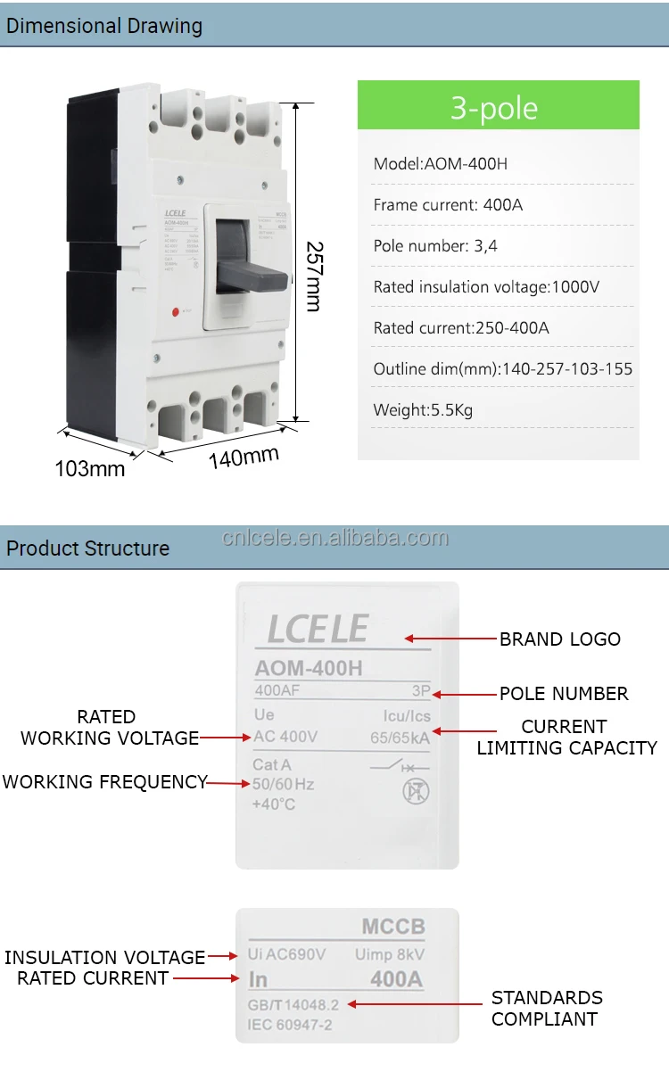 NS NSX 63A 100A 160A 250A 400A 630A 800A 1000A 1250A 1600A 3p and 4p Circuit Breaker Mccb ...