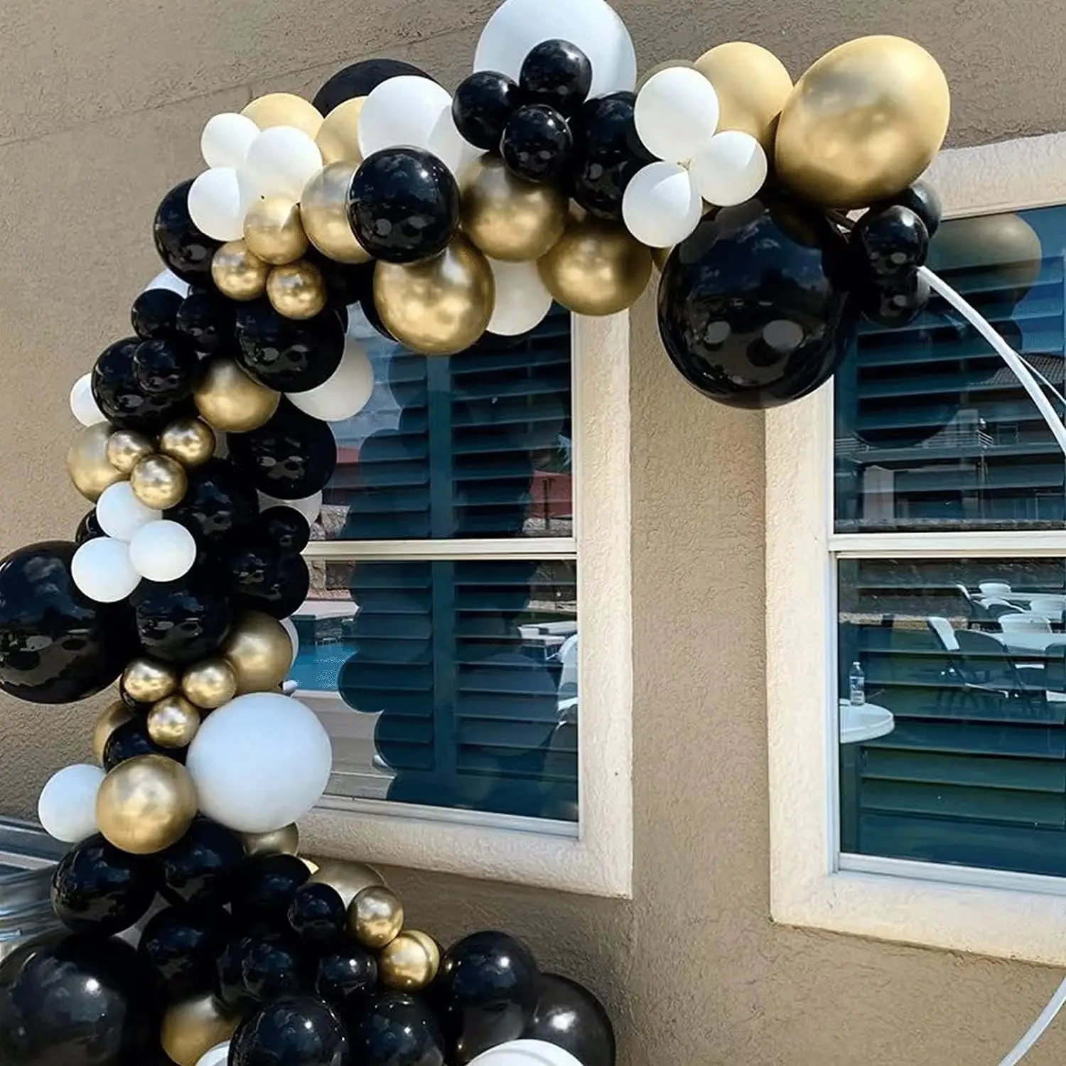 Black And Gold Balloon Garland Kit Confetti Black Gold And White Balloon For Birthday Party ...