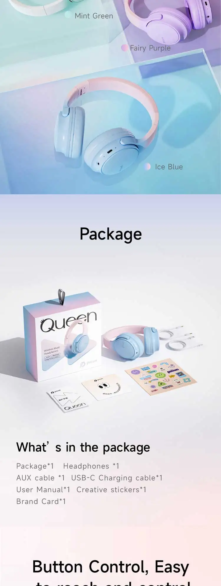 Picun Queen Foldable Retractable Bt Headphone Over Ear Bluetooth ...