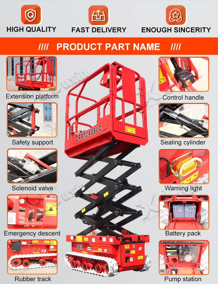 Mini Self Propelled Scissor Lift On Tracks Rough Terrain Platform - Buy ...