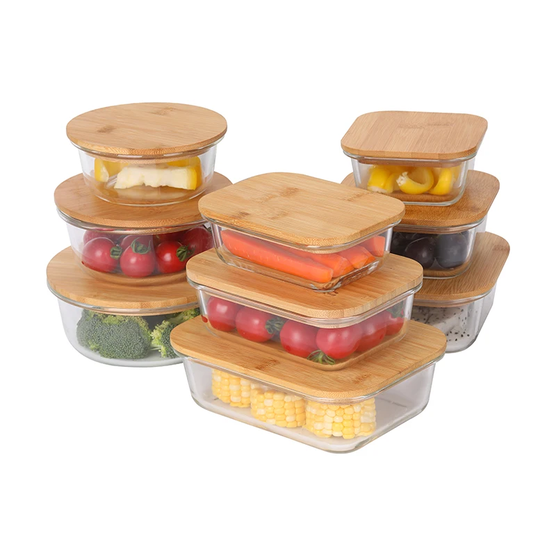 Eco Friendly 5 Pieces Jars Glass Food Container Set For Kitchen Storage ...