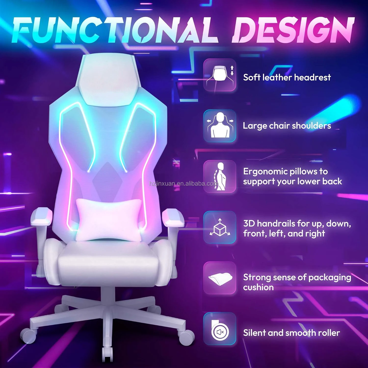 Rgb Gaming Chair With Led Lights Ergonomic Computer Chair For Adults ...