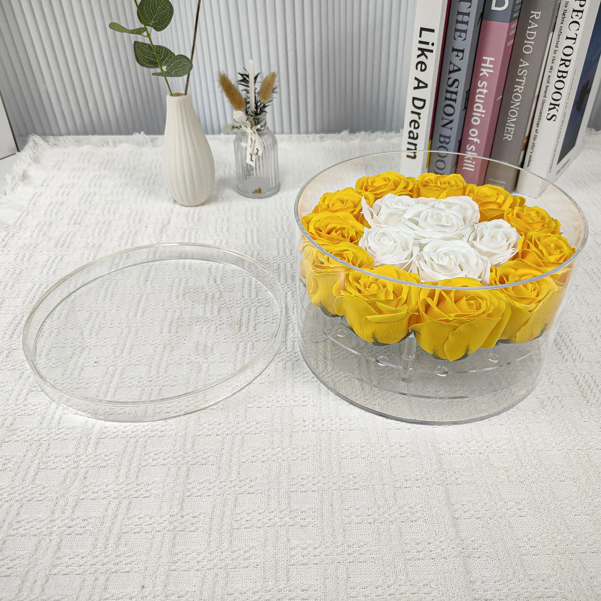 Wholesale Custom Logo Round Acrylic Flower Gift Box With Eternal ...