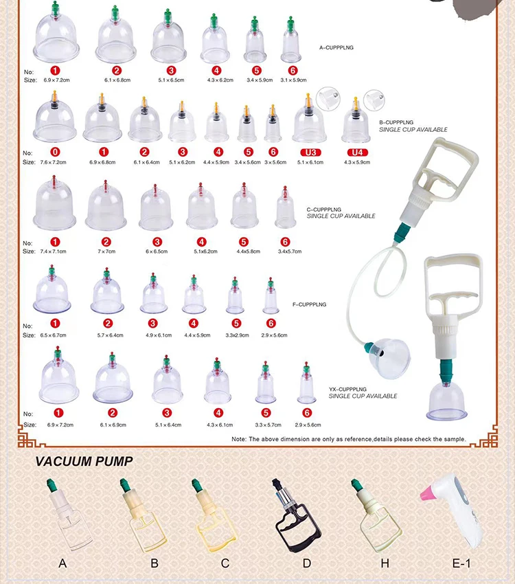 Hand Pump Disposable Hijama Therapy Vacuum Cup Set Suction Cupping ...