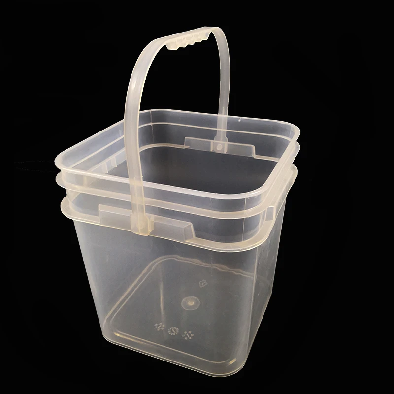 Small Colorful Clear Square Plastic Buckets with Lids