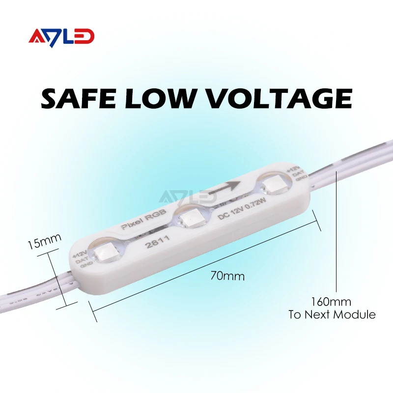 Color Changing Led Rgbic Light Modules Ip67 Square Injection 3 Led 12v ...