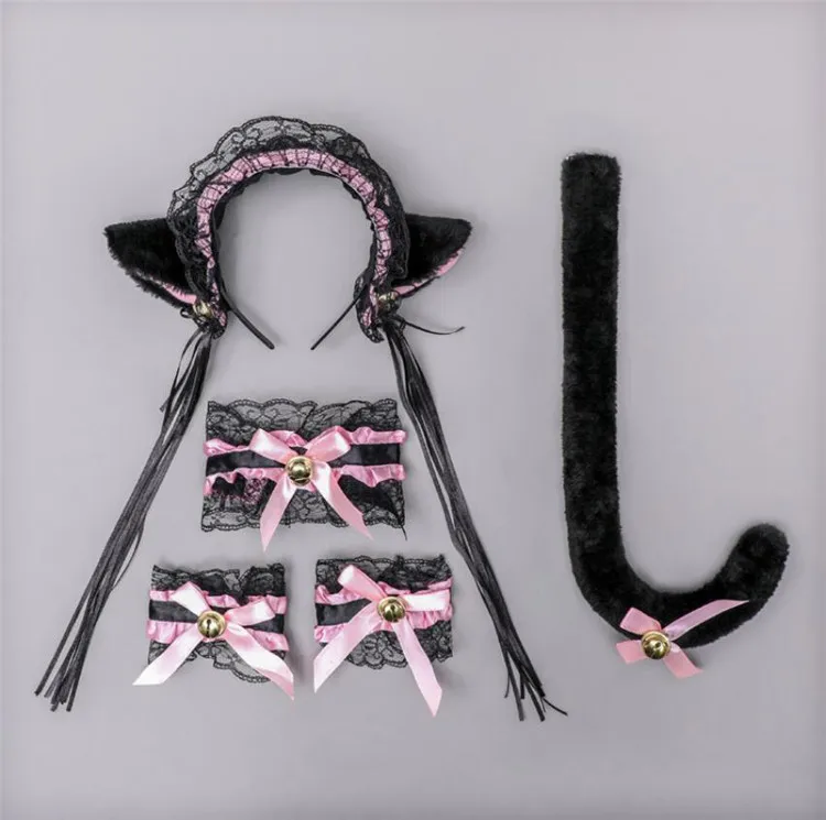 Cute Cat Cosplay Costume Anime Lolita Ears Headband Collar Bracelet and ...