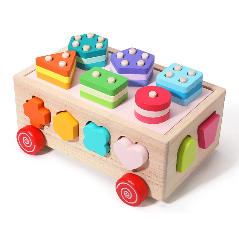 Shape Sorting Cube - Classic Wooden Montessori Toy With 12 Shapes ...