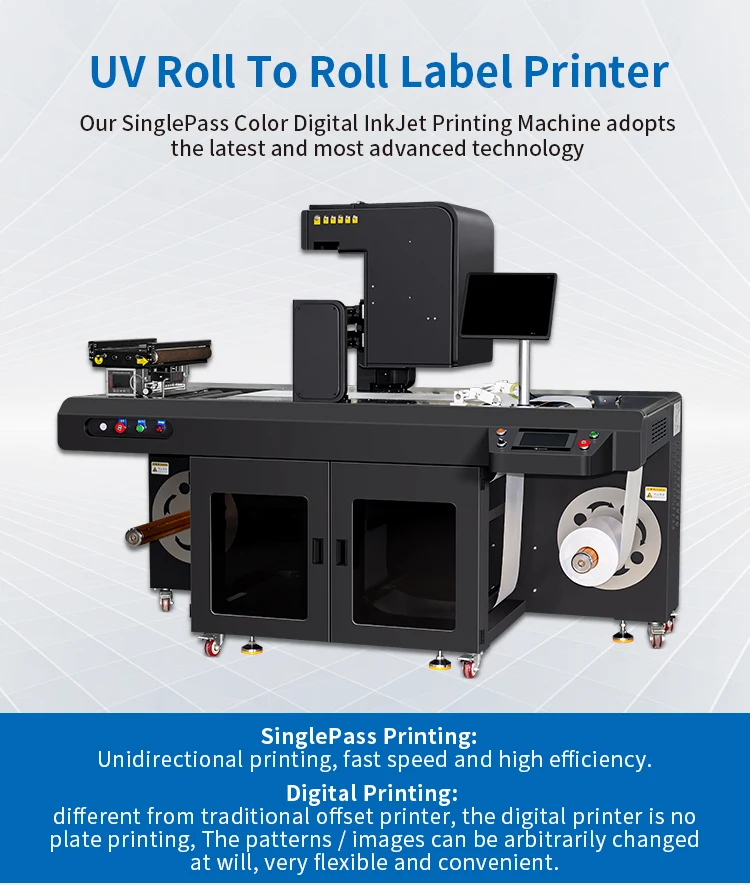 Single Pass UV Inkjet Roll-to-Roll Label Printer - High Quality