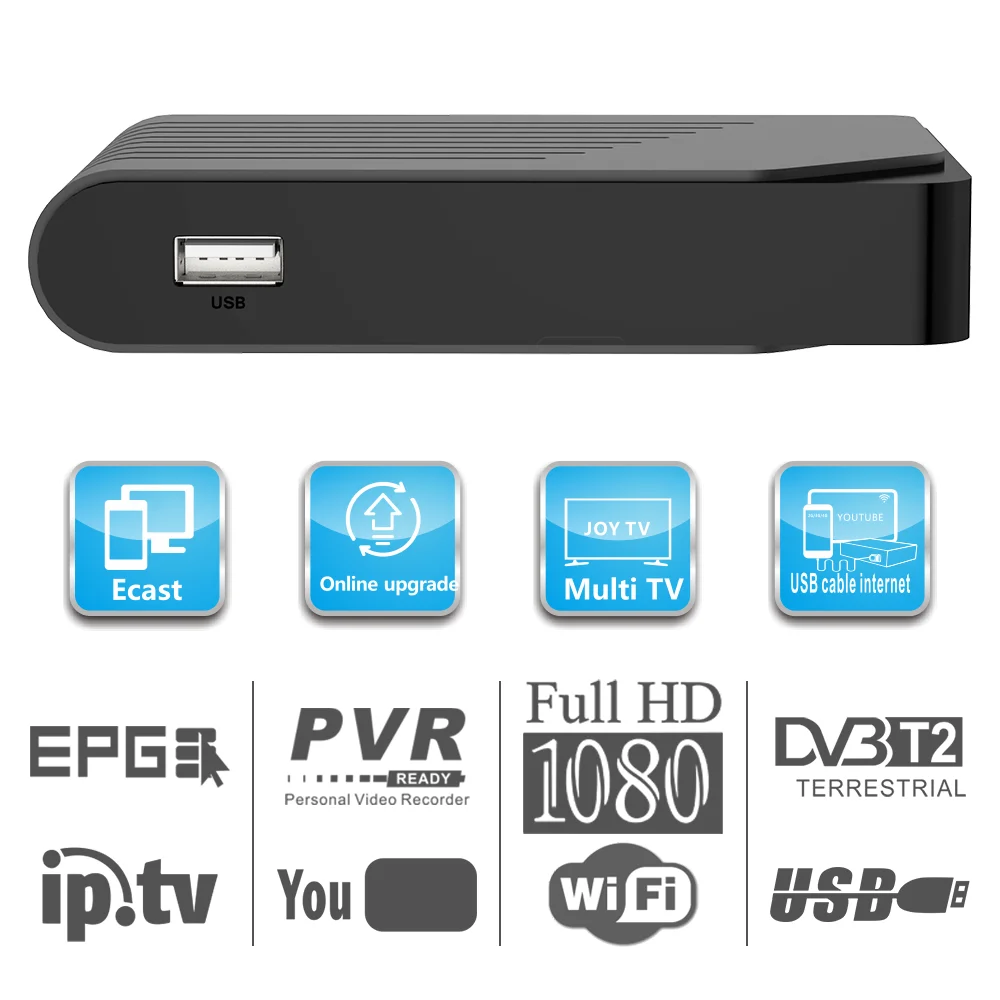 Mini TDT DVB-T2 Receiver - 1080P Digital TV Tuner