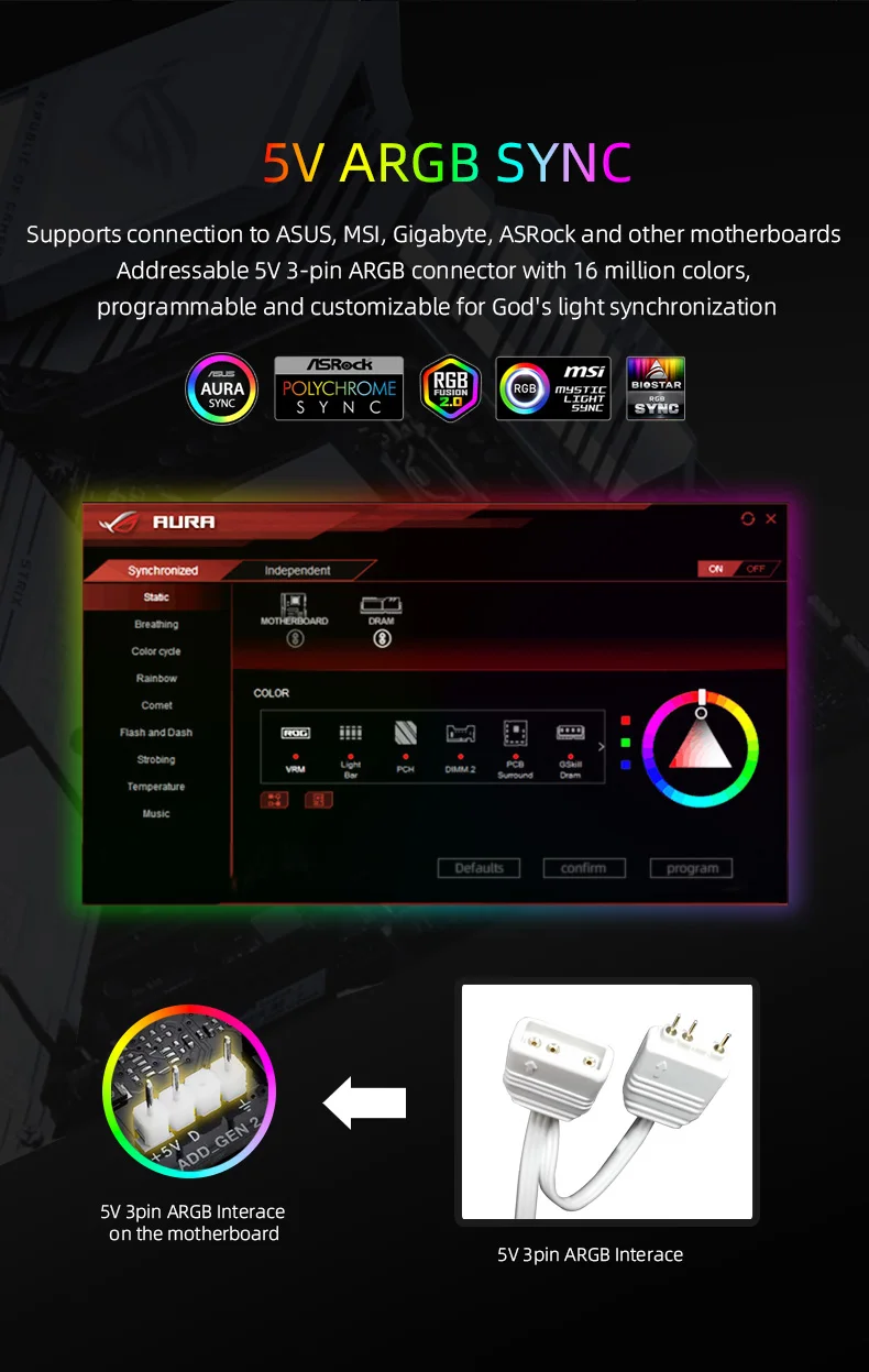 Coolmoon Desktop Gaming Pc Case Argb Cooler Fan Pwm Argb Sync 3pin 4pin