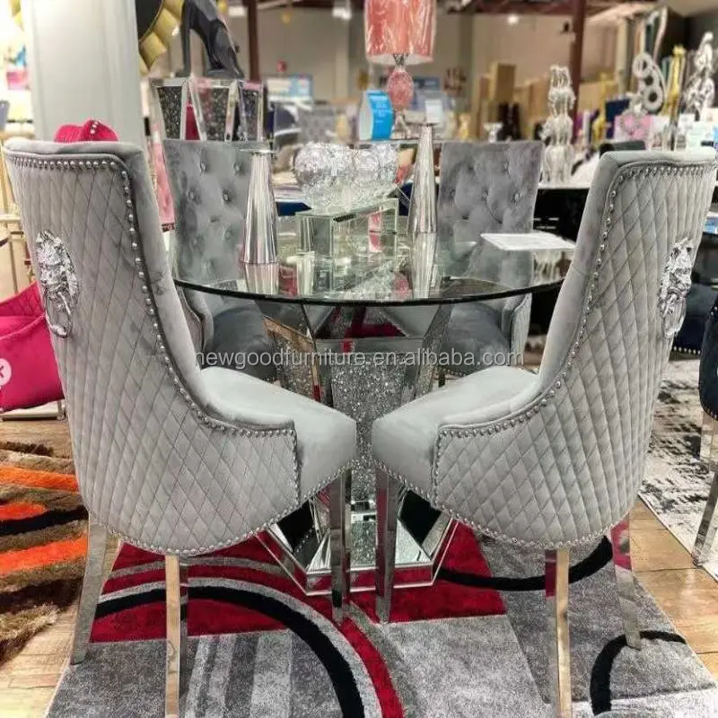 Modern Simple Design Silver Dining Table Dining Set Glass Marble Hot ...