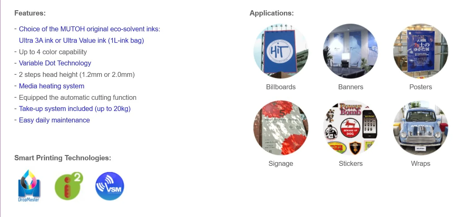 MUTOH VJ-1324X Eco-Solvent Printer - High Performance & Reliability
