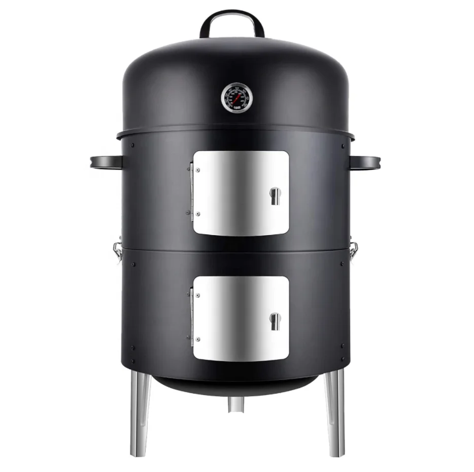 2023 Popular 3 Layers Vertical 17 Inch Bbq Charcoal Smoker Grill ...