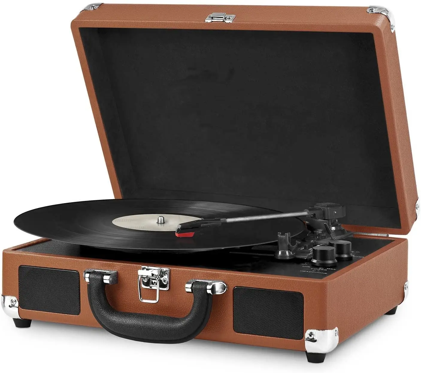 New Wooden Suitcase Turntable Record Player 3 Speed Bluetooth Vinyl ...