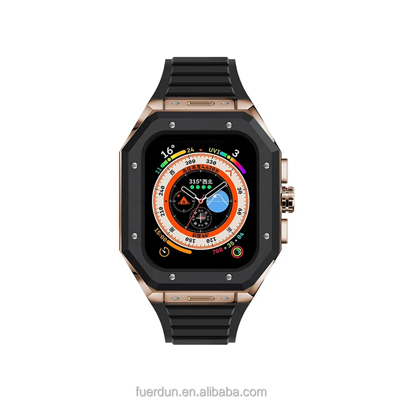 Luxury Metal Case for Apple Watch Band Modification Mod Kit 44mm 45mm ...