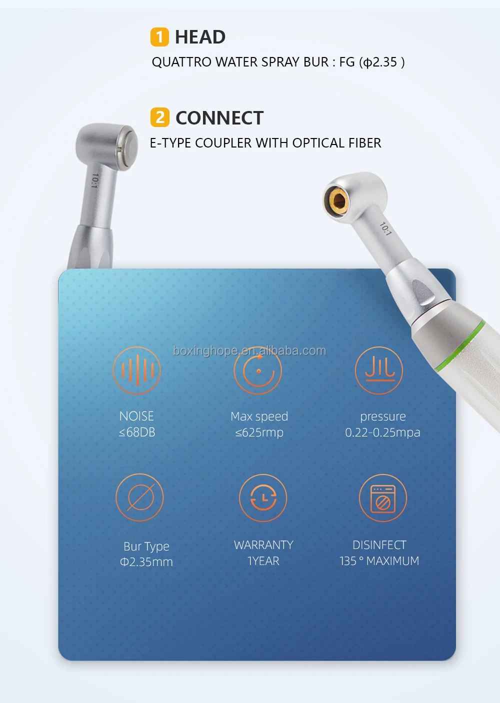 Dental 10:1 Contra Angle Hand File 90 Degree Reciprocating Rotate Head ...