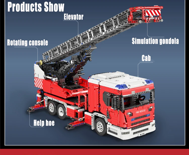 Mould King 17022 Plastic City Brick Sets Fire Engine With Turntable ...