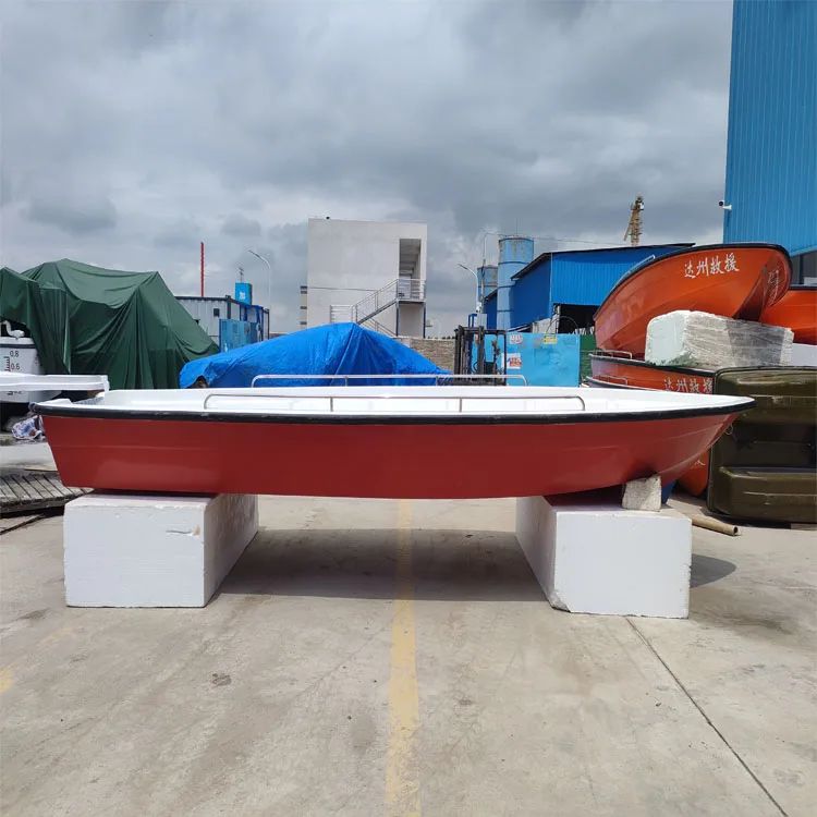 4m Orange Fiberglass Assault Boat - Fast Rescue Speedboat