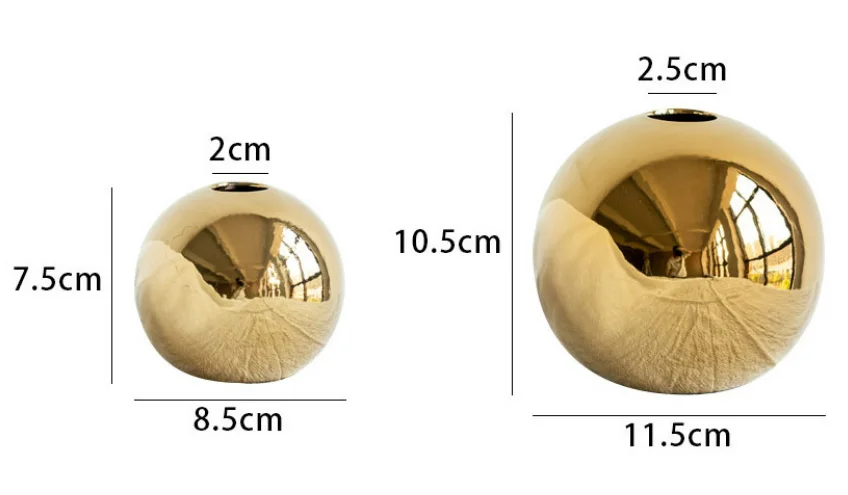 Simple And Modern Round Ball-shaped Electroplated Gold Vase Ceramic For ...