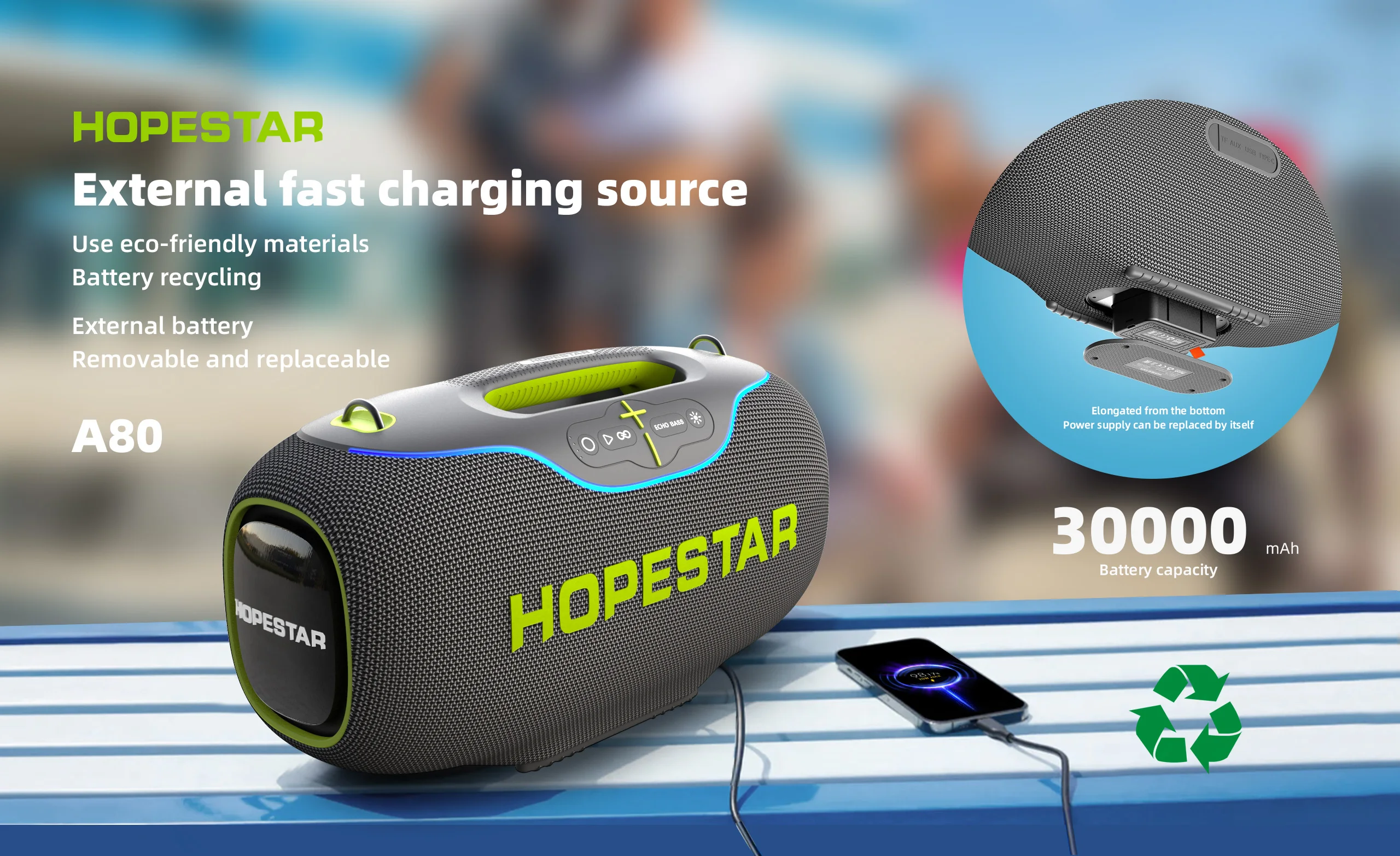 Hopestar A80 - Powerful Outdoor Speaker with Bass Subwoofer