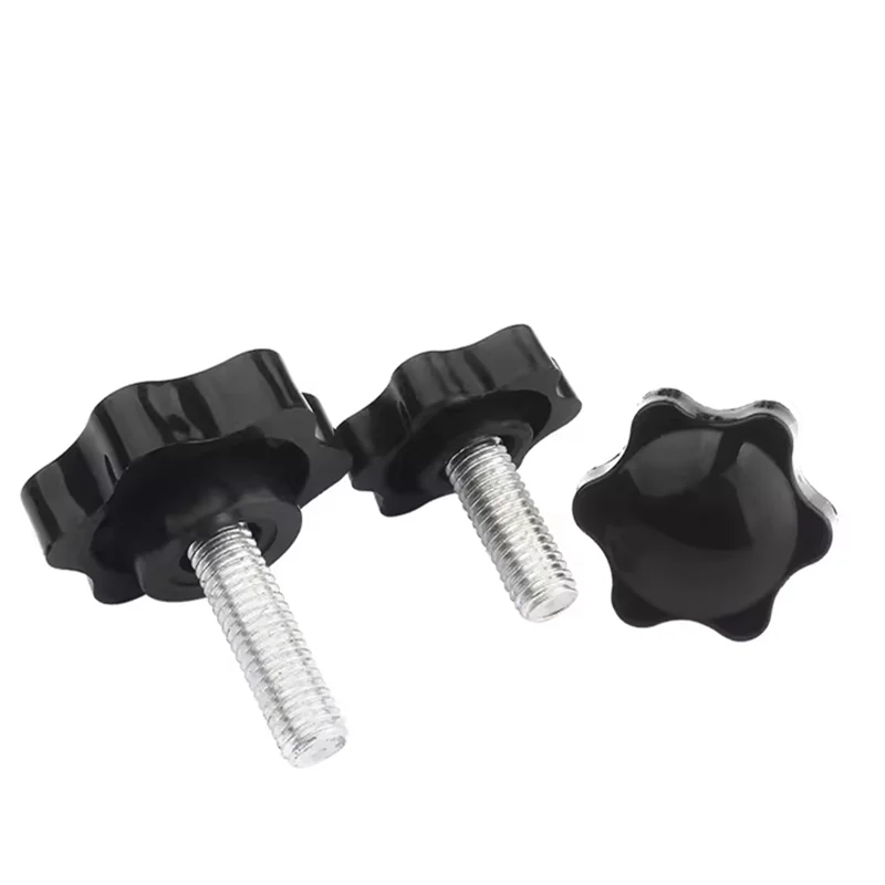 M4 M5 M6 M8 M10 M12 1/4-20 Black Plastic Star Head Hand Turn Tightening ...
