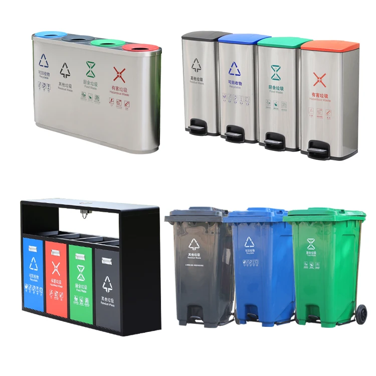 Two Compartments Stand Dustbin Box Outdoor Steel for Kitchen 50l Trash ...