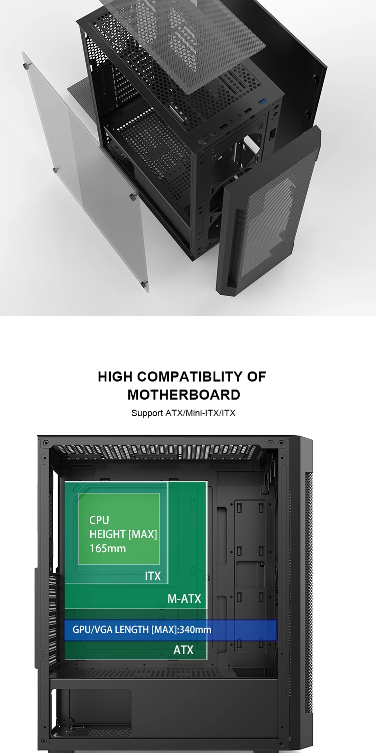 2024 Factory New Design 192-5 Atx Gaming Pc Case Desktop Computer Rgb ...