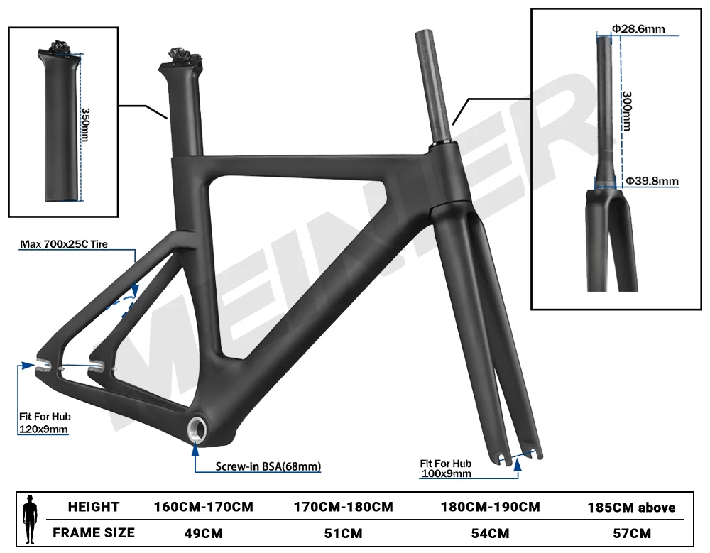 Carbon Frameset Track 700cx25c Track Ffixde Gear Frames Bsa Road Bike ...