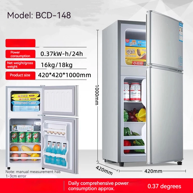 148 Liters Two Door Freezer Fridge - Top Freezer Double Door