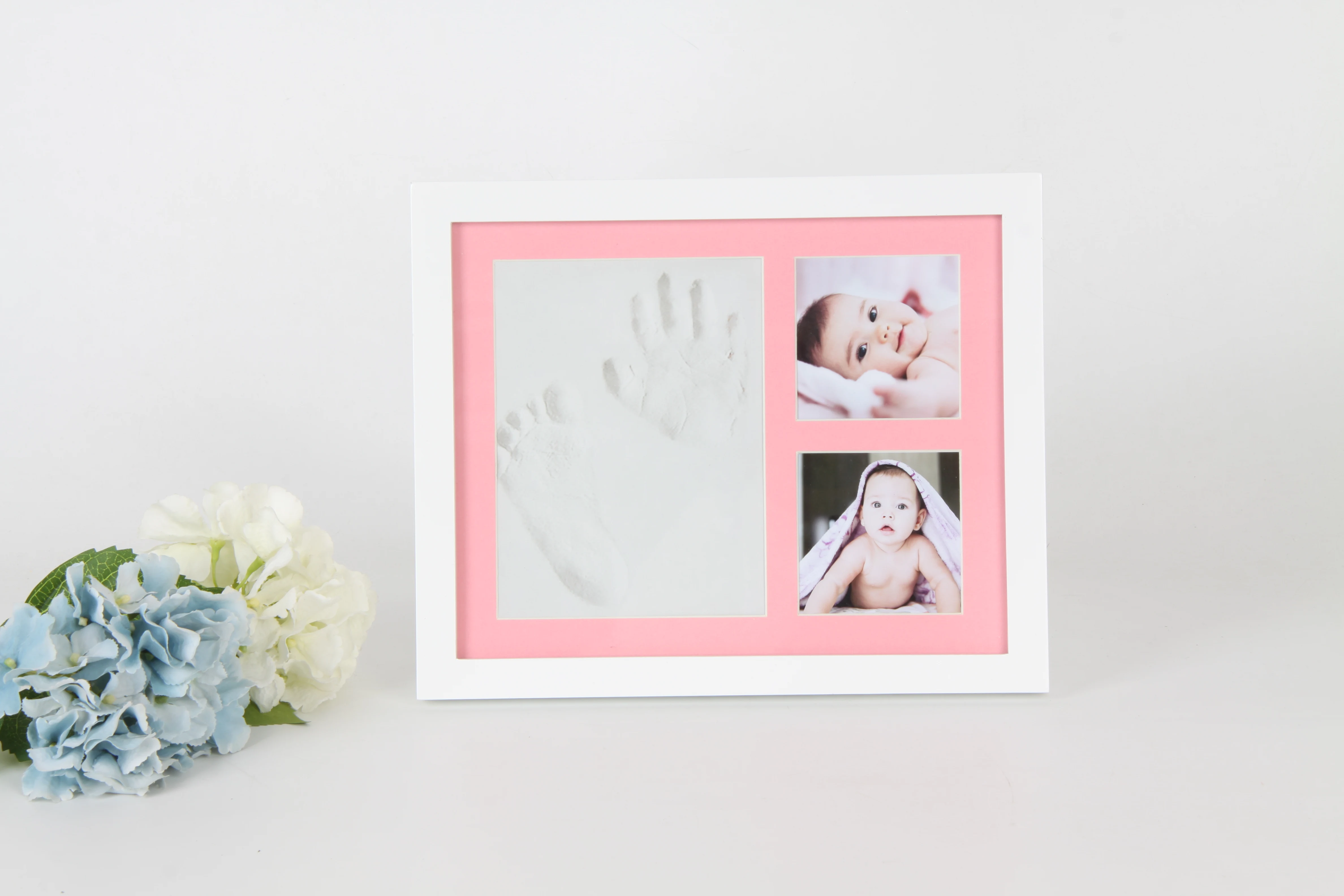 Newborn Baby Handprint Footprint Picture Frame Kit A4 White Wood Frame ...