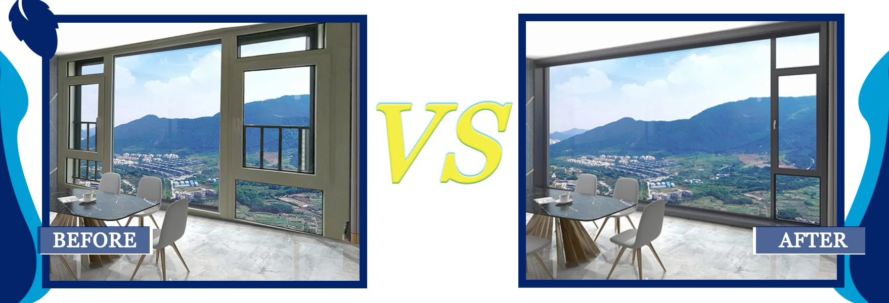 Wanjia Big Fixed Picture Window Customized Modern Specifications Golden ...