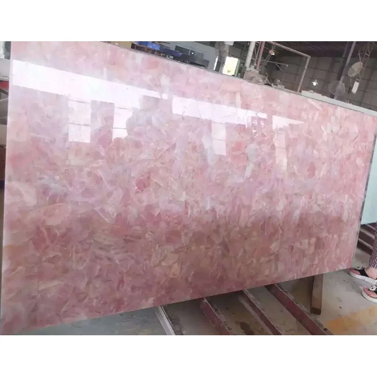 Luxury Internal Backlit Large Pink Rose Quartz Crystal Slab For ...