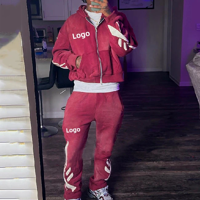 Custom High Quality Cotton Tracksuits French Terry Flared Sweatpants ...