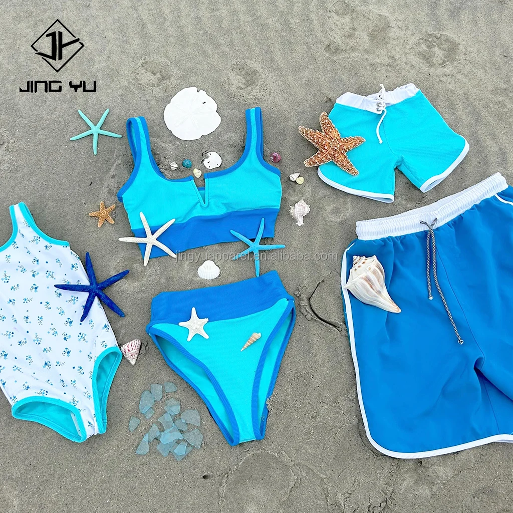 Custom Kids Swimwear Printed Logo Eco Friendly Fabric Kids Girls Family ...
